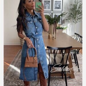 Zara | Dresses | Zara New Woman Ss23 Midblue Denim Midi Dress ...